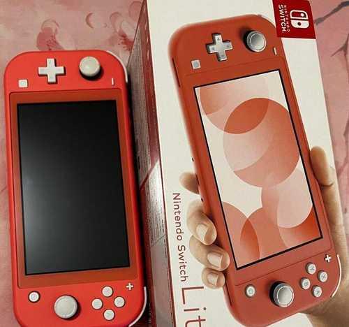 Nintendo switch lite розовый вместе с чехлом