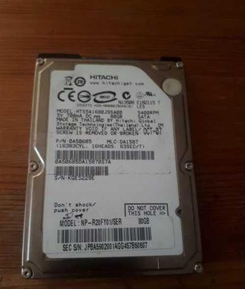 Жесткий диск Hitachi для ноутбука hdd 80gb