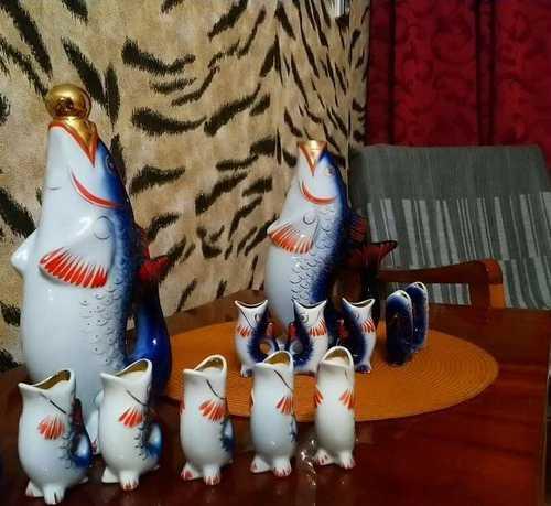 Графины с рыбками из фарфора