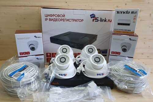 Комплект IP видеонаблюдения 4 камеры 2MP дом