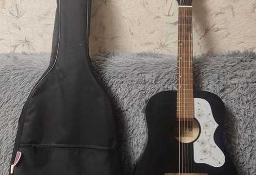 Гитара акустическая чёрная матовая широкий гриф