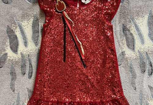 Платье красное с пайетками hm р.134