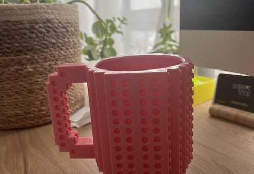 Кружка-конструктор lego, розовая