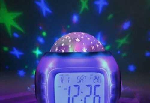 Музыкальные часы, будильник с проектором звезд