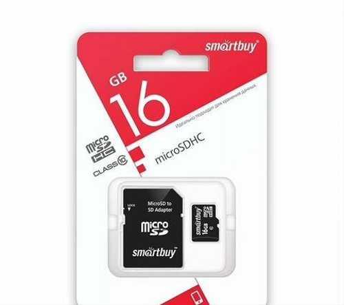 Карта памяти MicroSD 16GB Smart Buy Class 10