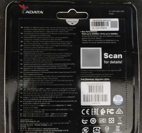 SSD Adata SU630 480gb 2'5 SATA новый