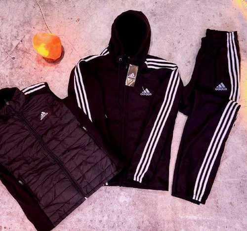 Спортивные костюмы Adidas тройка с флисом