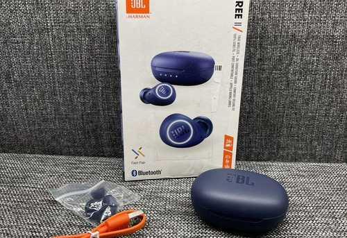 Беспроводные наушники JBL free II TWS синие б/у