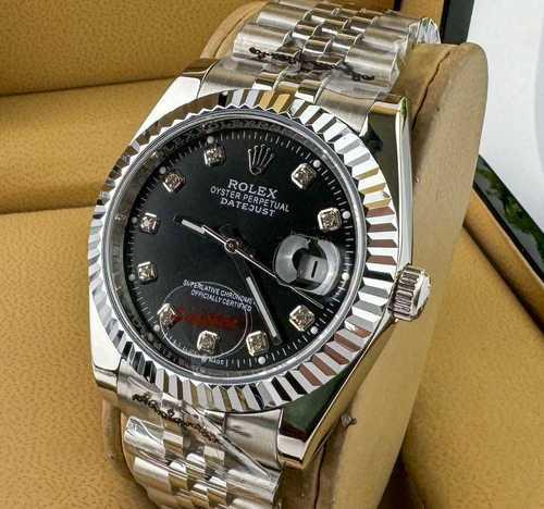 Женские часы Rolex Datejust серебро чёрные