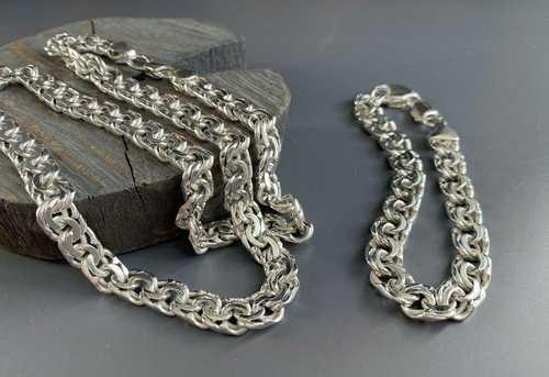 Серебряная цепь и браслет бисмарк 96гр