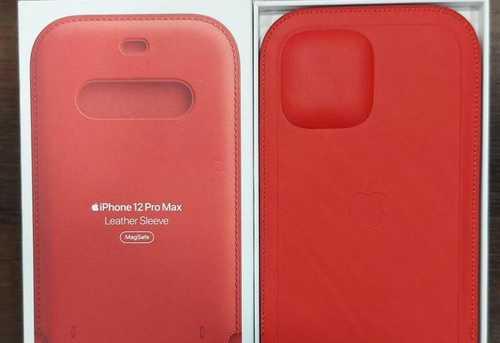 Чехол Leather sleeve красный для iPhone 12 Pro Max