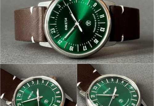 Ракета наручные мужские часы в зеленом цвете СССР