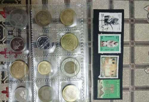 Набор монет и марок Египта различного номинала