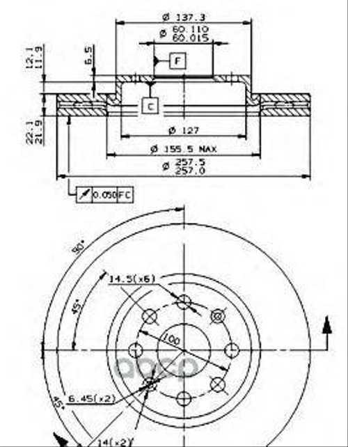 Диск тормозной Standard перед 09584334 Brembo