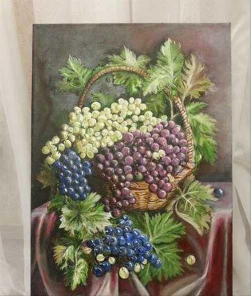 Картина маслом "Виноград". Размер 40 х 60см