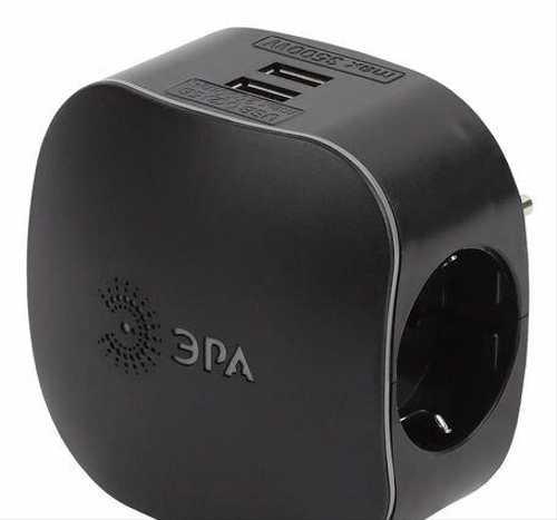 Эра SP-3e-USB-black Черный Тройник 3гн 220V + 2xU