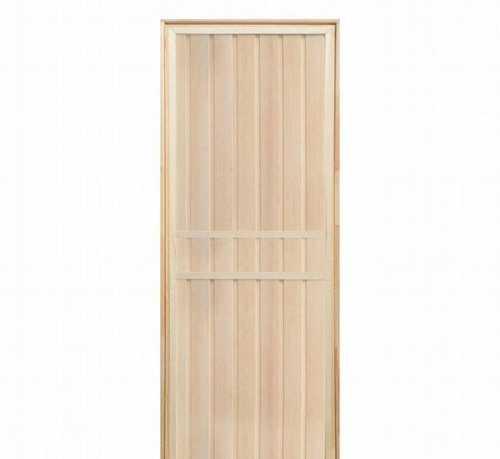 Дверь для Бани глухая липа (коробка Листва) 1900х7