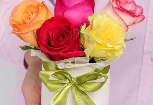 Букет цветов "5 Роз Микс 40 см. в коробке"