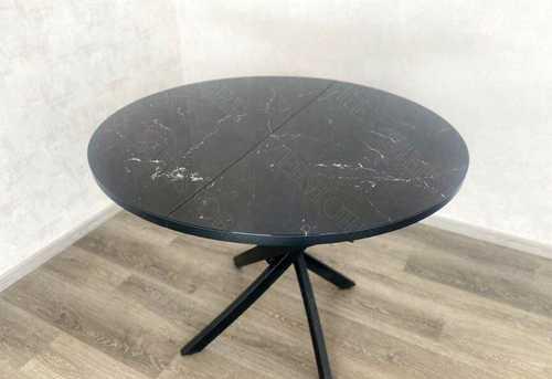Стол кухонный круглый раскладной 100 Чёрный мрамор