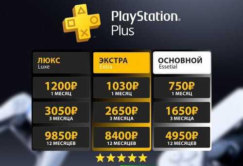 Подписка PS Plus Essential/Extra/Luxe