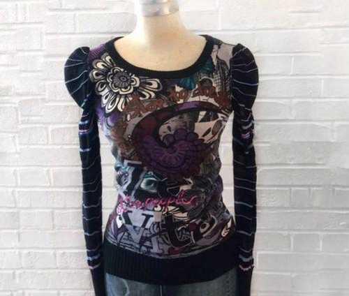 Desigual тонкий лонгслив свитер в полосочку y2k