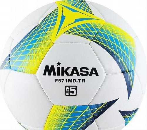 Мяч футбольный mikasa р.5, бело-бирюз-желт