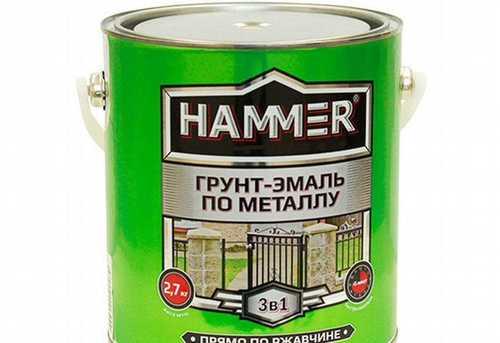 Грунт-эмаль по металлу hammer 3в1, красная, 0,9л