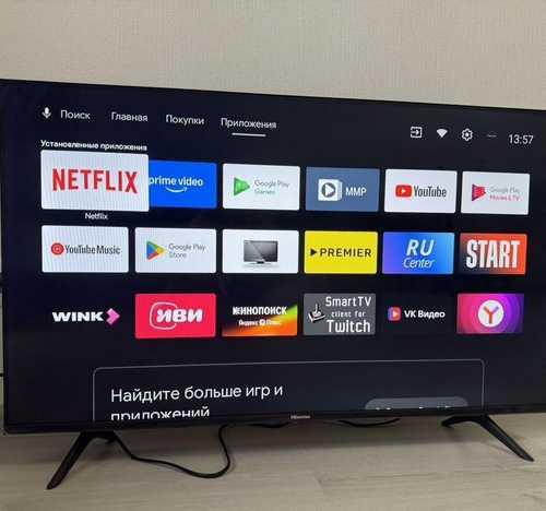 Свжий телевизор Hisense 43" android SMART