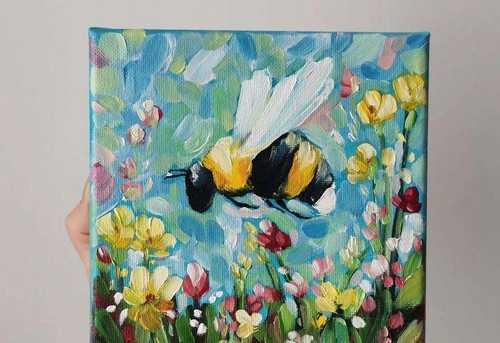 Картина маслом Пейзаж с пчелой/Птичье гнездо