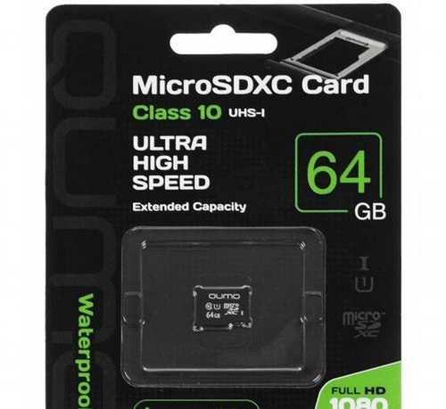 New Новая Карта памяти MicroSD 64гб Сlass 10 qumo