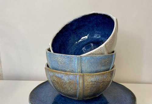 Тарелки из каменной массы керамика ручной работы