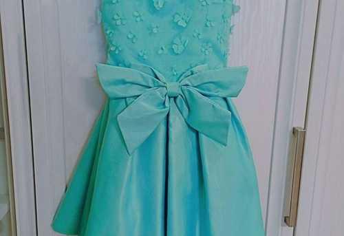 Бирюзовое нарядное платье для девочки 110 116