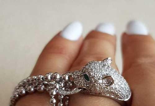 Золотое кольцо Cartier пантера с бриллиантами