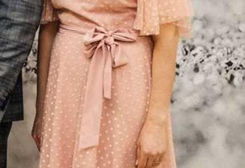 Вечернее платье 46 размера розовое