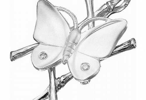 Подвеска серебро 925 бабочка с фианитами