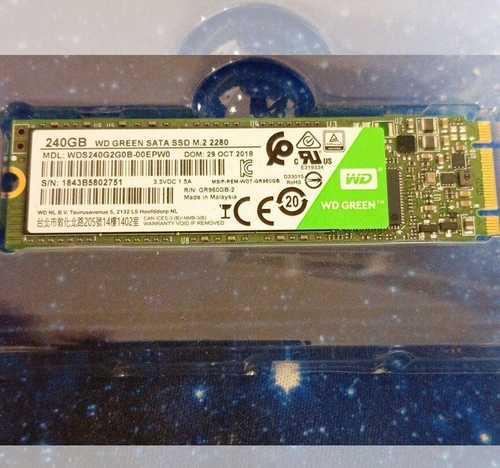 SSD накопитель WD Green WDS240G2G0B 240гб, M.2 228