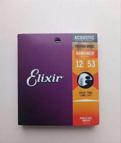 Струны Elixir Phosphor Bronze 12-53, оригинал