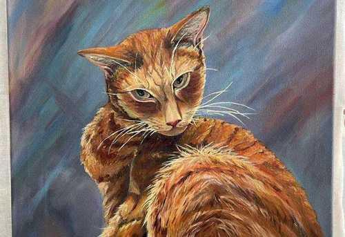 Картина маслом"Золотая кошка"