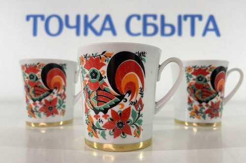 Чайный бокал Красный Петух лфз фарфор СССР