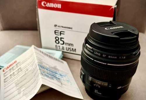 Продам объектив Canon EF85 mm 1.8