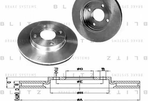 Blitz BS0162 Диск тормозной вентилируемый перед