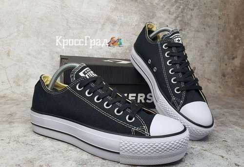 Кеды Converse чёрные на платформе (Люкс 35-40)