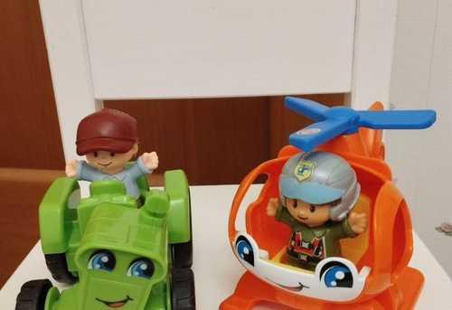 Fisher Price игрушки трактор и вертолет