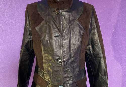 Куртка пиджак кожаная женская 48