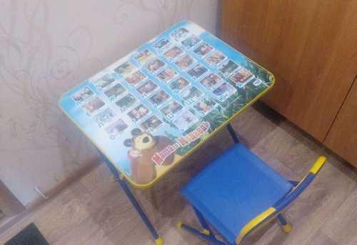 Детский стол со стулом складные. Маша и медведь