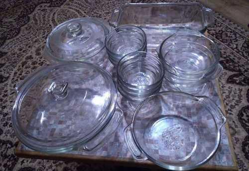 Набор стеклянной жаропрочной посуды (15предметов)