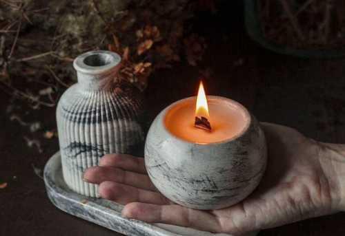 Подарочный набор ваза и арома свеча из гипса