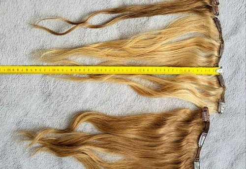 Волосы натуральные на заколках 45см