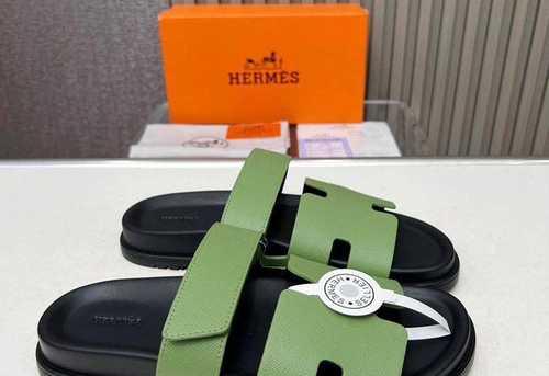 Шлёпанцы мужские Hermes цвет зелёный