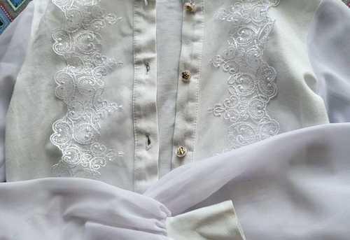 Школьная блузка 134 белая нарядная